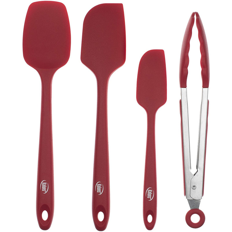 Kaluns Silicone Spatula Set Rubber Spatula 3 Spatulas And One Kitchen Tongs Heat Resistant Spatula Set Seamless Design With Stainless Steel Core Kitchen Tools Reviews Wayfair Canada